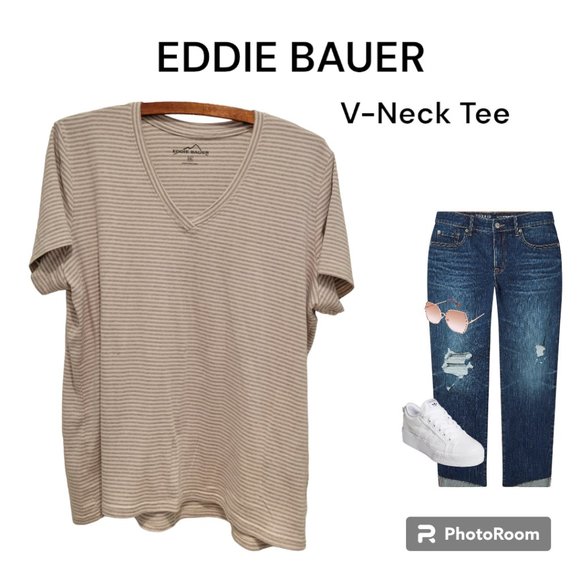 Eddie Bauer | Tops | Eddir Bauer V Neck Striped Tee | Poshmark